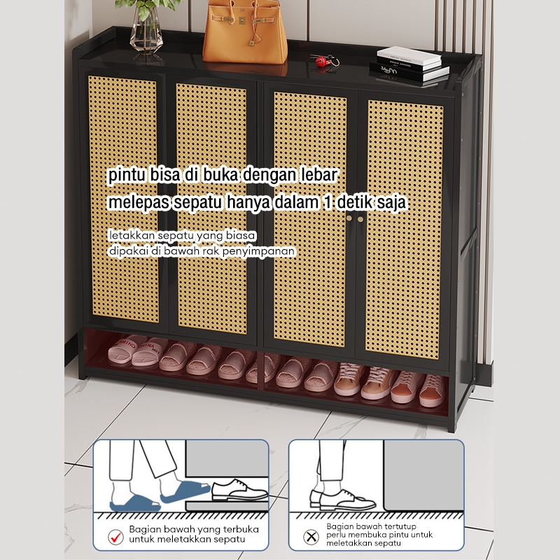 Jual Lemari Sepatu Tertutup Rak Sepatu Rotan Rak Sepatu Kayu Serbagun ...