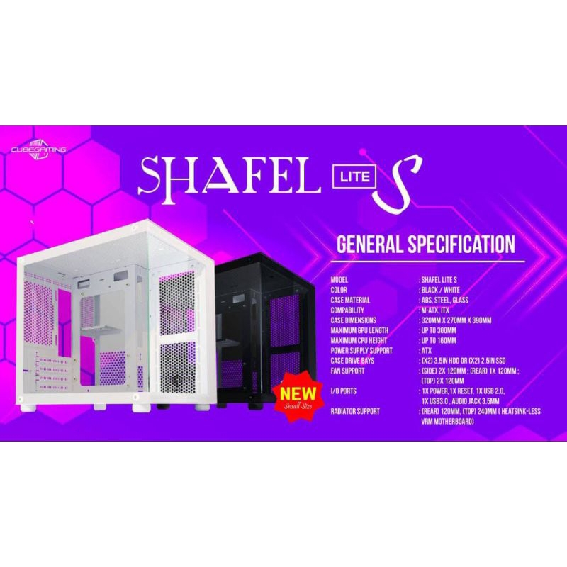 Jual Casing Cube Gaming SHAFEL Lite S mATX Tempered Glass Black / White ...
