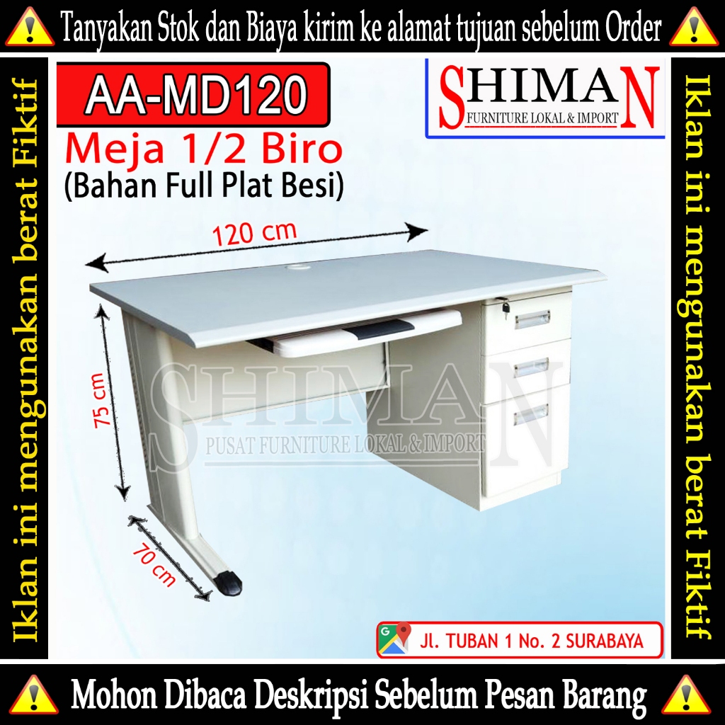 Jual Meja Kantor Besi | Meja Kerja Besi 1/2 Biro AA MD 120 | Shopee Indonesia