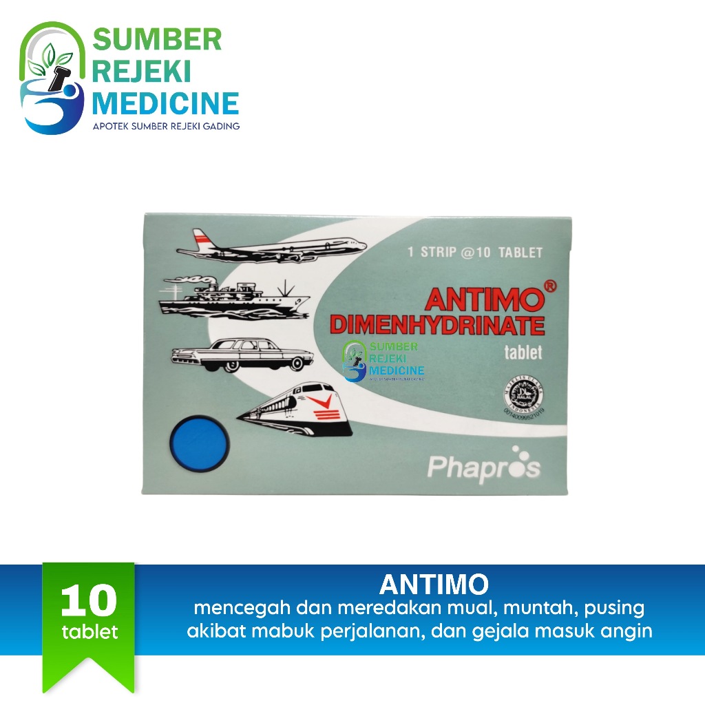Jual Antimo Dewasa Strip 10 Tablet / Obat Mabuk Perjalanan Mual Muntah ...