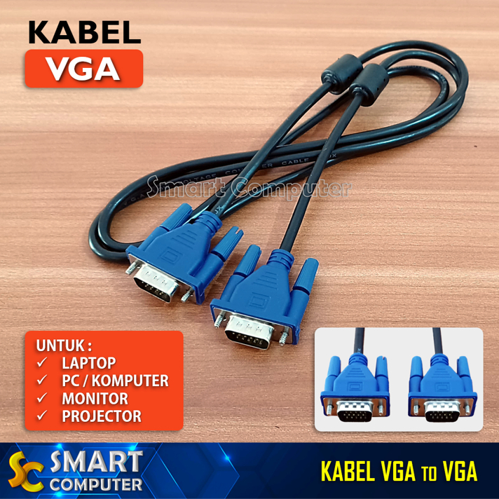 Jual Kabel VGA to VGA Monitor PC Komputer Laptop Projector 1.5 Meter | Shopee Indonesia