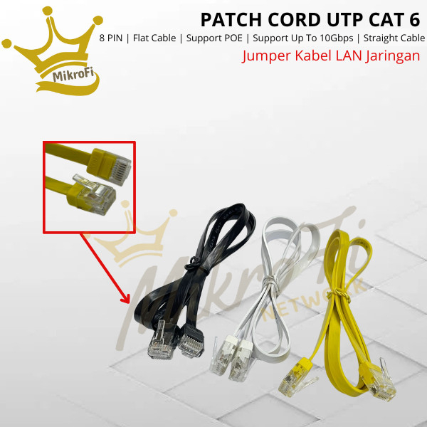 Jual Pathcord UTP Cat 6 Slim Warna | Jumper Kabel LAN Jaringan 40cm ...