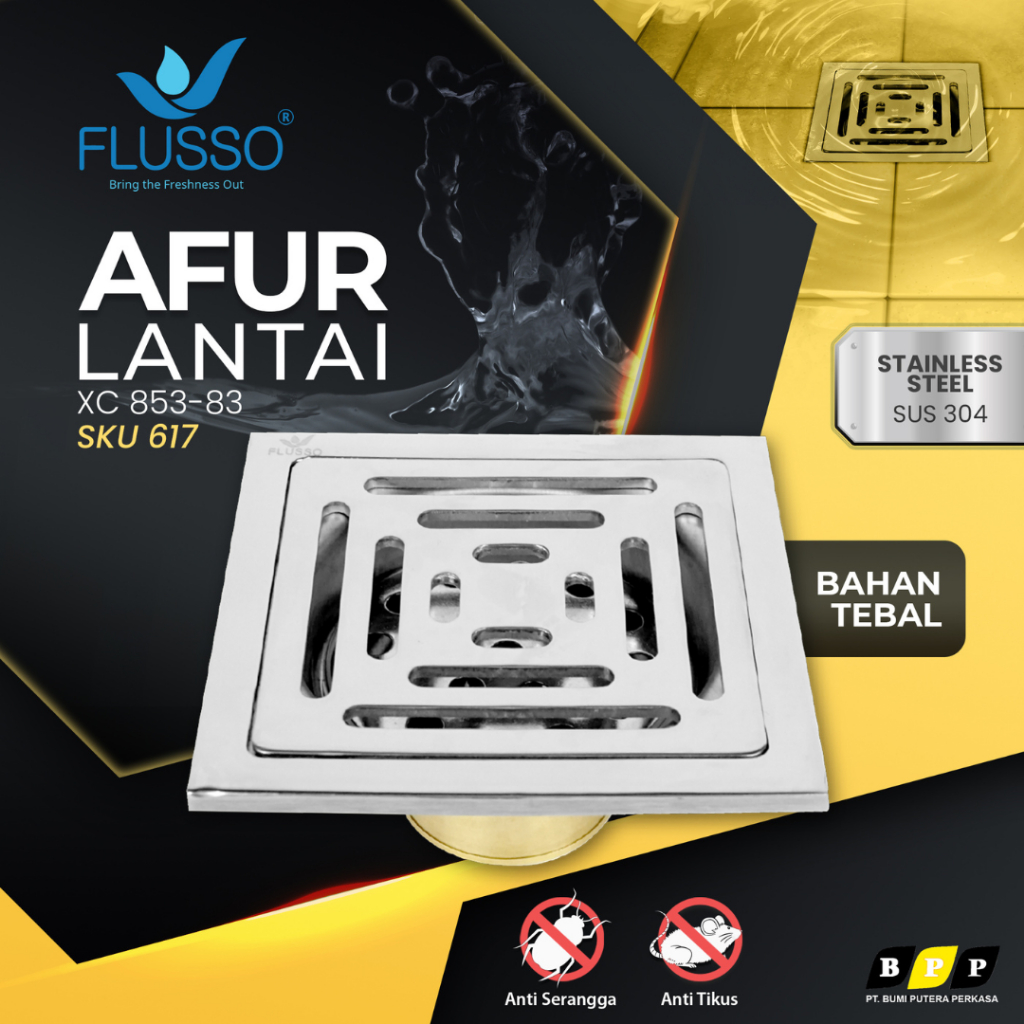 Jual FLUSSO Floor Drain Kamar Mandi Katub Kuningan Anti Kecoa & Bau 4 ...