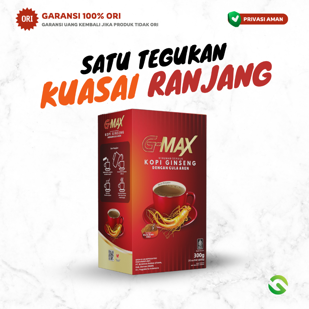 Jual Kopi Ginseng Gula Aren G-MAX - Penambah Stamina & Tenaga Ekstra untuk Pria | Shopee Indonesia