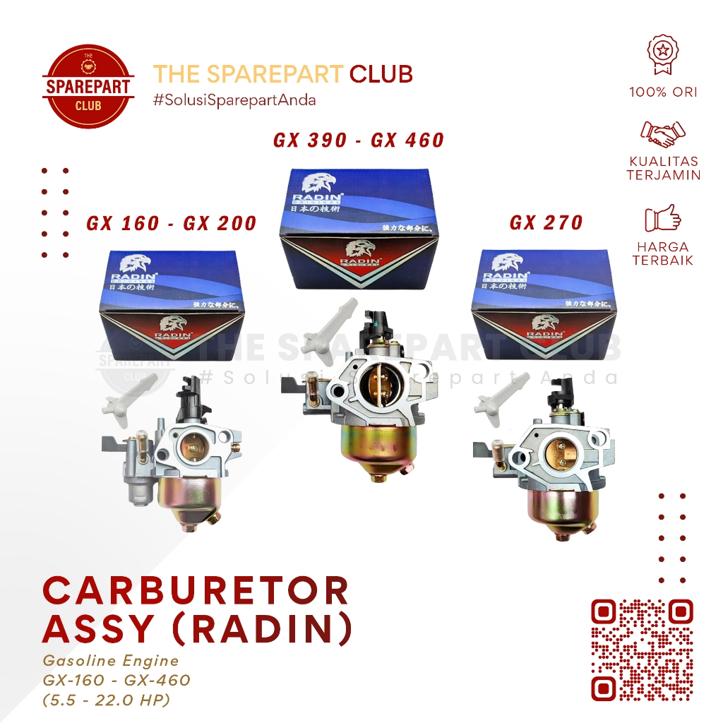Jual Karburator Karbu Carbu Radin Engine GX160 GX 160 200 270 390 420 460 - Carburetor Assy ...