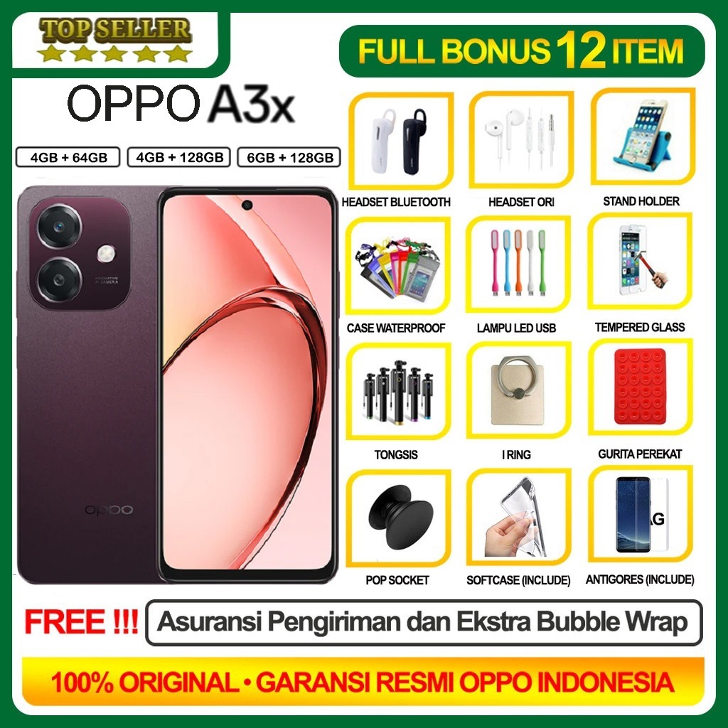 Jual OPPO A3x 6/128 4/128 4/64 GB RAM 6GB 4GB ROM 128GB 64GB GARANSI ...