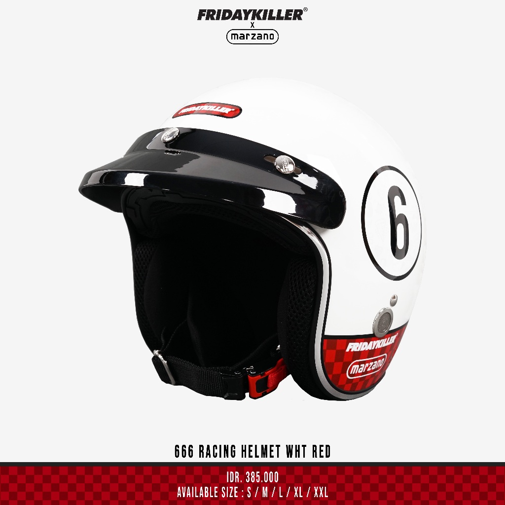 Jual HELM FRIDAY KILLER X MARZANO | 666 RACING HELMET WHITE RED ...