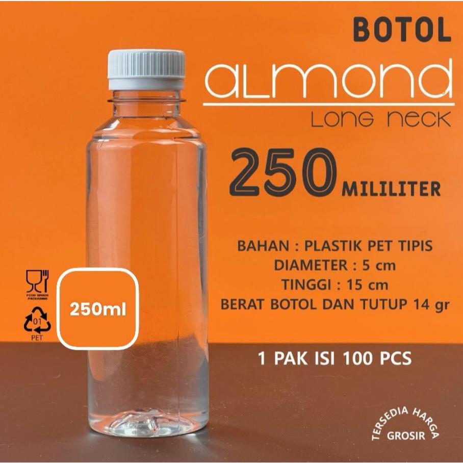 Jual Botol Plastik ALMOND 250ml TEBAL PET 250 ml KOPI JUS | Shopee ...