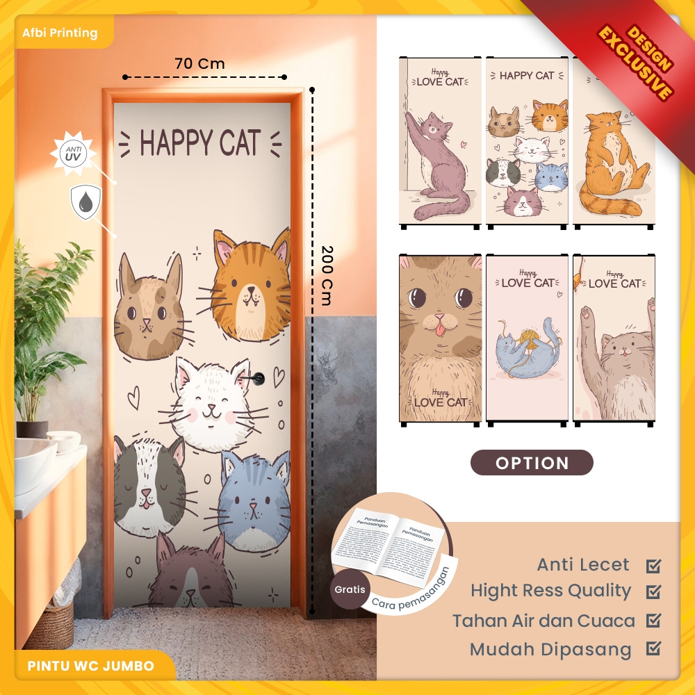 Jual Stiker Pintu Wc / Sticker Pintu Kamar Mandi Cat/Kucing Ukuran ...