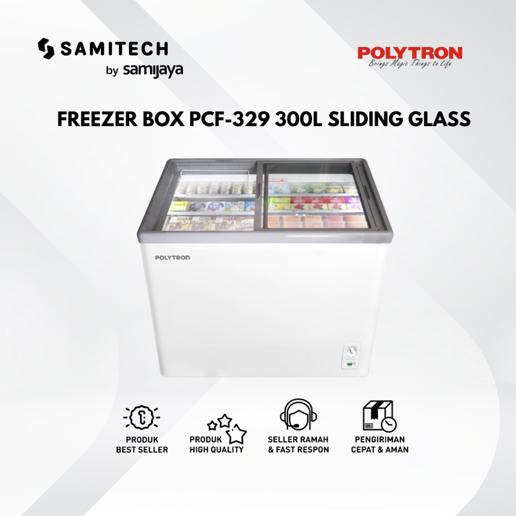 Jual FREEZER BOX POLYTRON PCF-329 PCF 329 300LITER SLIDING GLASS ...
