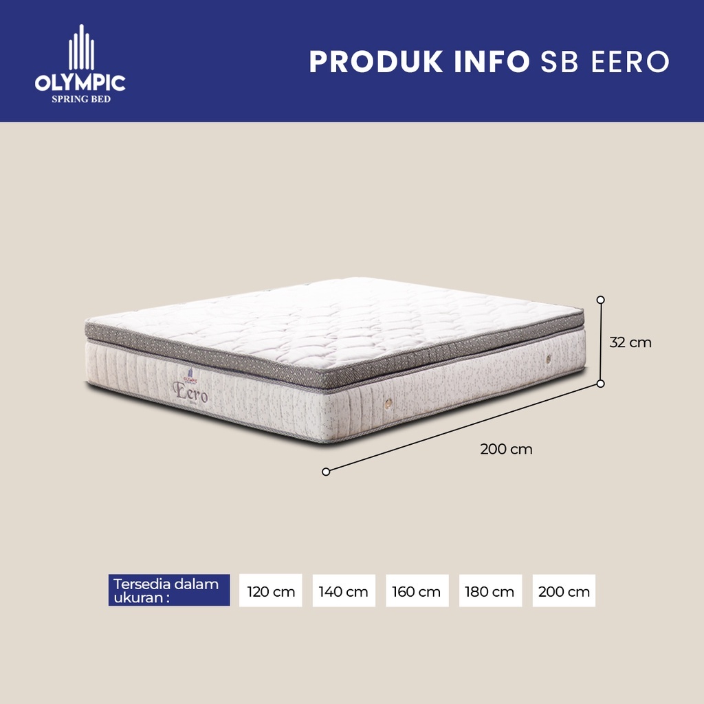 Jual OLYMPIC MATRAS SPRINGBED EERO PLUSH TOP HARD 180 x 200 x 32cm ...