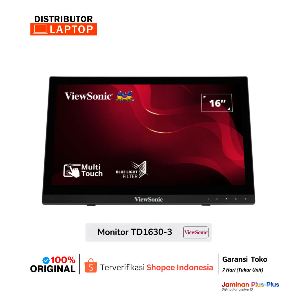 Jual Monitor ViewSonic TD1630-3 16" 10-point Touch Screen Monitor ...