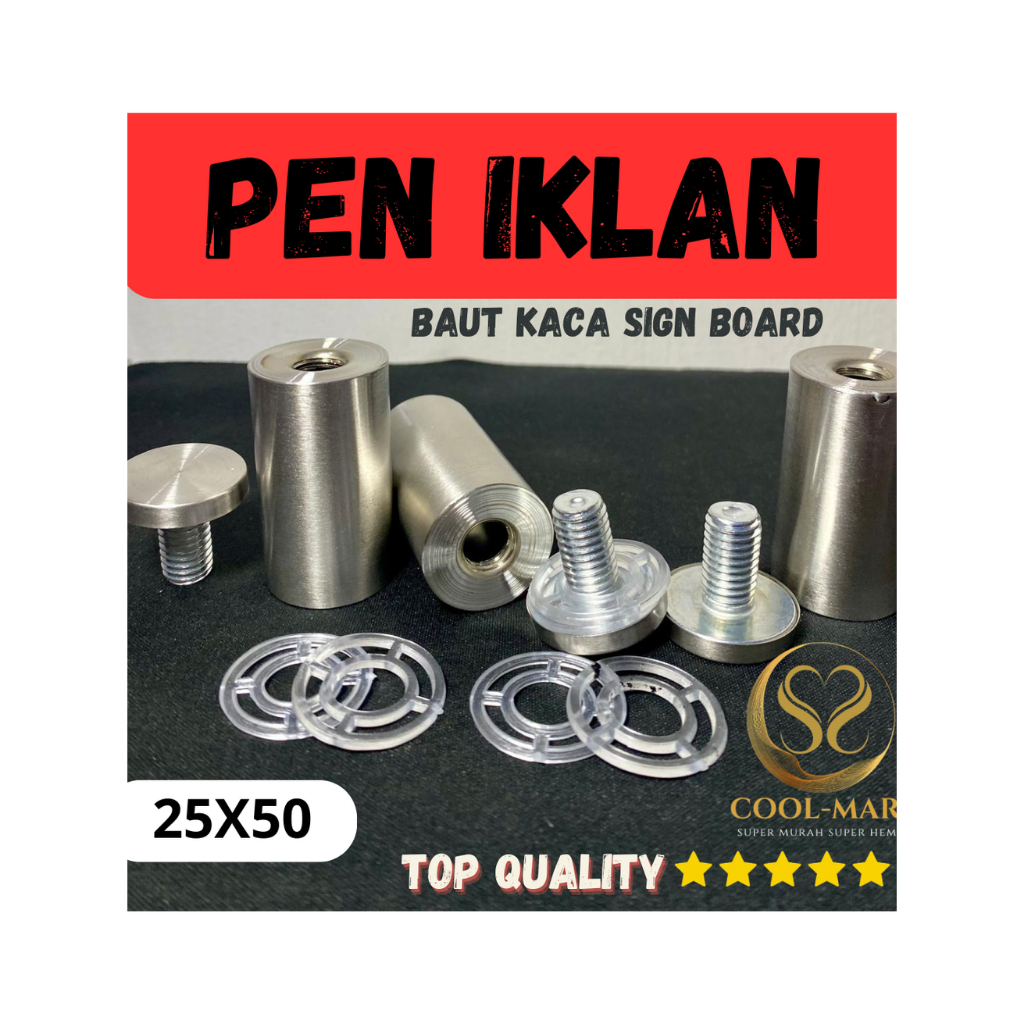 Jual PEN IKLAN 25x50 Stainless / Baut Akrilik Baut Kaca Sign Board ...