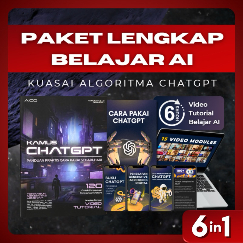 Jual AICO - Paket 6 in 1 Lengkap Buku Belajar AI Kamus Chat GPT Learning Pass AI004CO | Shopee ...