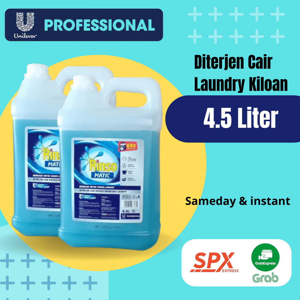 Jual RINSO MATIC 4,5 LITER PROFESSIONAL DITERJEN CAIR USAHA LAUNDRY KILOAN DETERGEN | Shopee ...