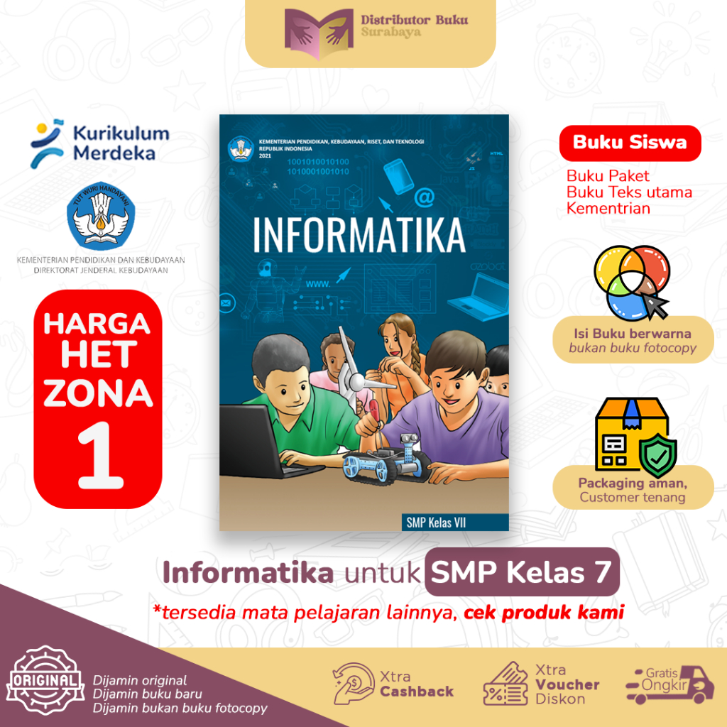 Jual Buku Informatika Kelas 7 SMP - Buku Paket Siswa - Kurikulum Merdeka | Shopee Indonesia