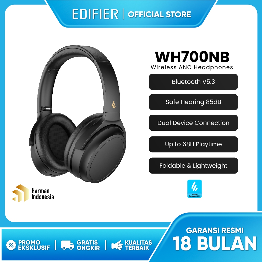 Jual EDIFIER WH700NB Wireless Stereo ANC Over-Ear Headphone | Shopee ...
