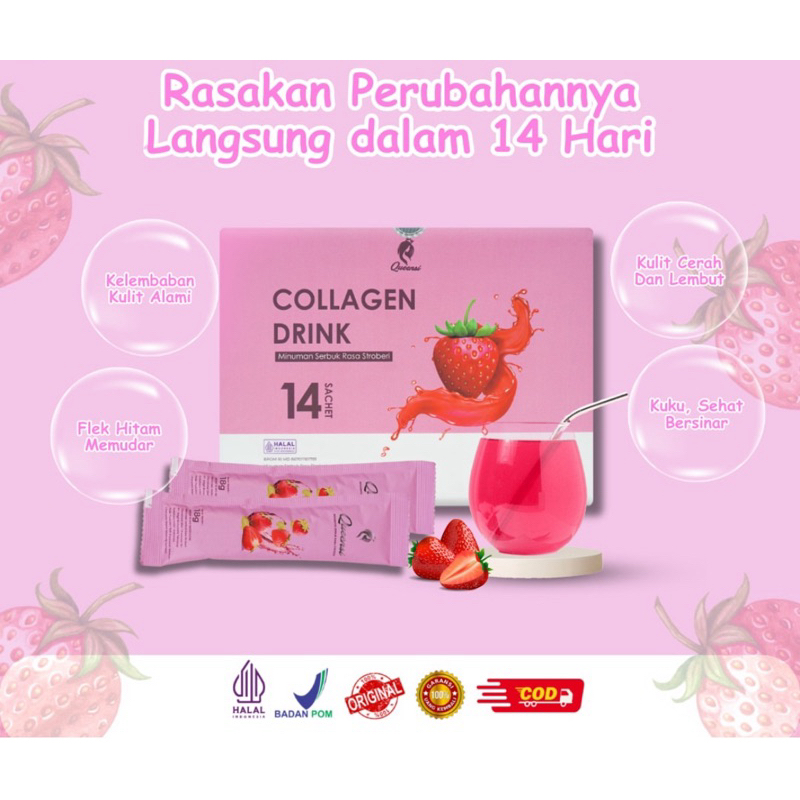 Jual COLLAGEN DRINK STRAWBERRY QUEENSI VIRAL HALAL BPOM MINUMAN COLLAGEN MEMUTIHKAN KULIT ATASI ...