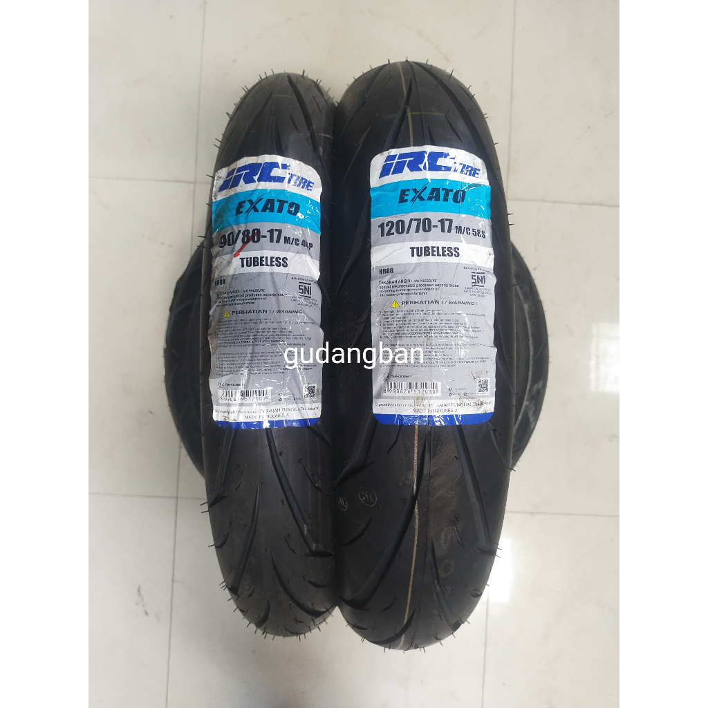 Jual Paket IRC 90 80 17 dan 120 70 17 Exato NR88 Tubeless ban luar motor bebek ninja FREE PENTIL ...