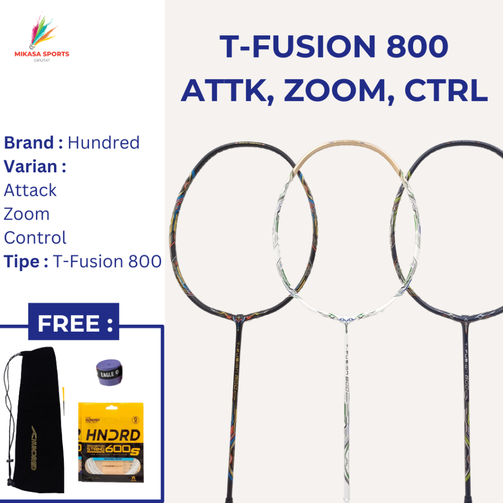 Jual Raket Badminton Hundred T-Fusion 800 ATTK CTRL ZOOM Raket ...