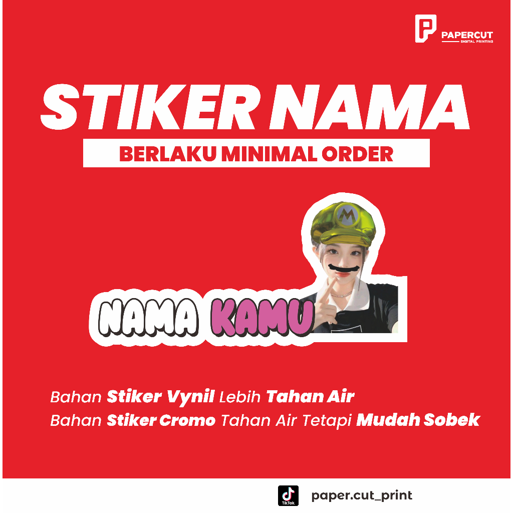 Jual STIKER NAMA DAN FOTO BAHAN VINYL/Cromo Murah Realpict | Shopee ...