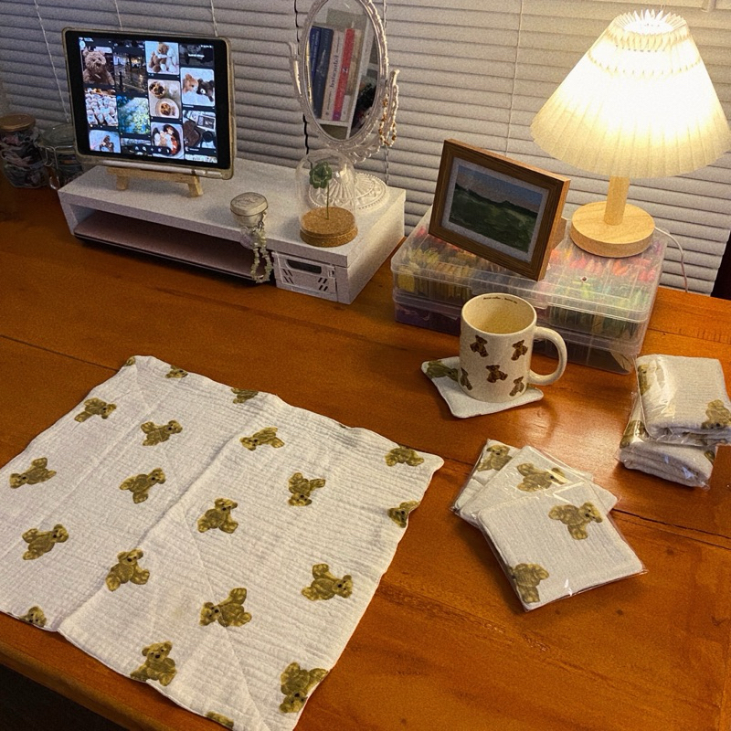 Jual Napkin And Coaster Kain Beruang | Tatakan Gelas Dan Makan ...