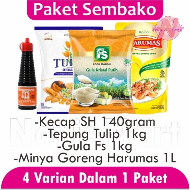 Jual [Paket Hemat Sembako] Kecap SH 140ml Tepung 1kg Gula 1kg Dan ...