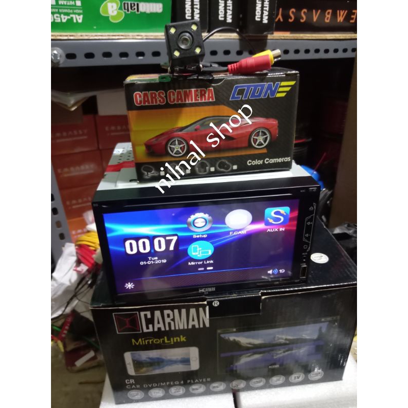 Jual DOBEL Din CARMAN MP4 7in + KAMERA MUNDUR LED | Shopee Indonesia