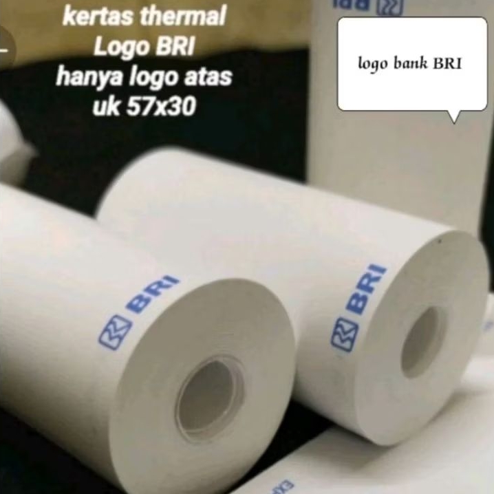 Jual 10 rol kertas struk thermal edc logo BRI 57x30mm/58x30mm paper rol ...