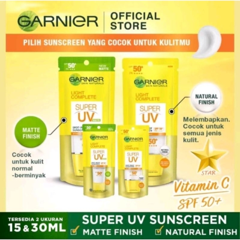 Jual Garnier Light Complete Super UV Spf 50 + Sunscreen Matte Finish ...