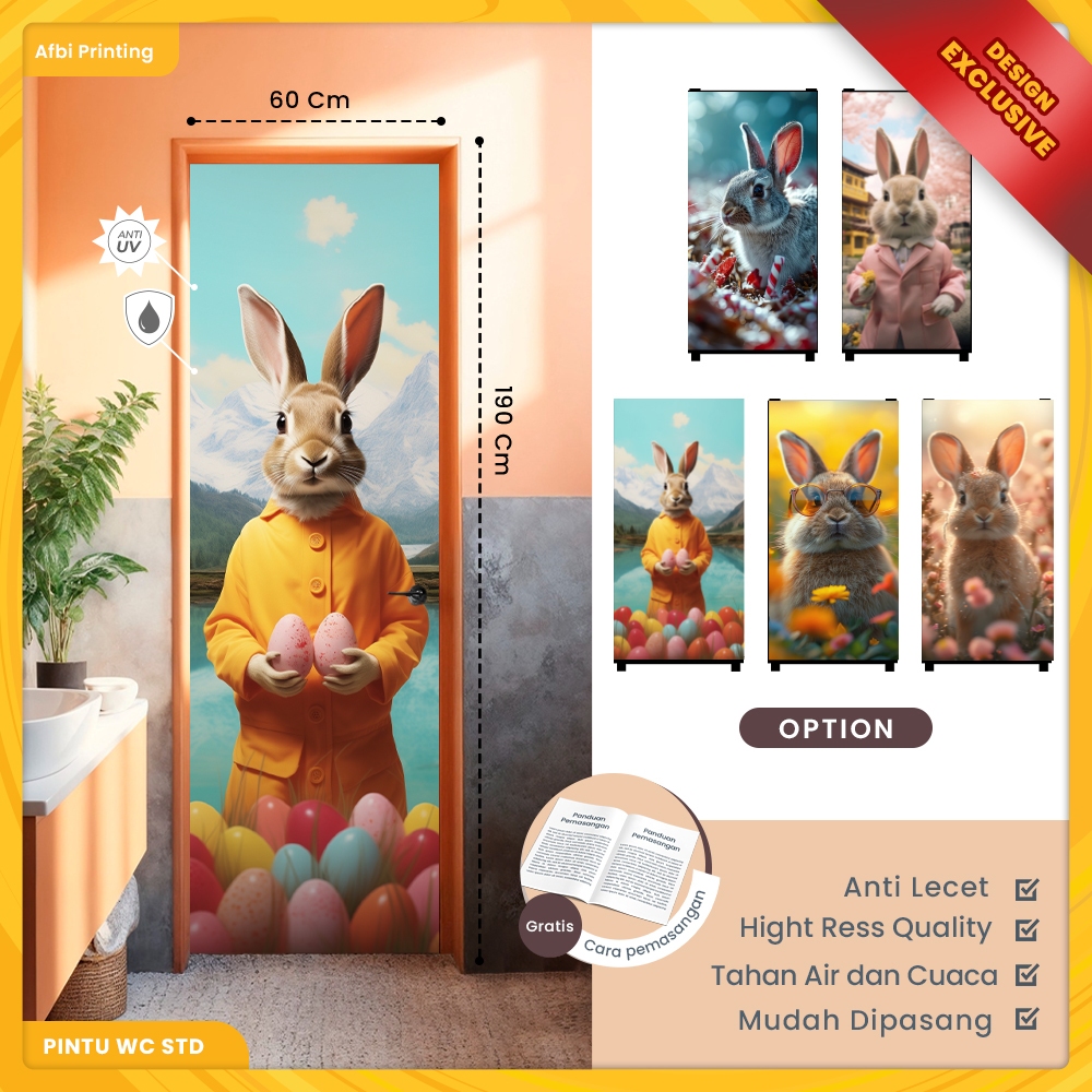 Jual Stiker Pintu Wc / Sticker Pintu Kamar Mandi Motif Kelinci Standart ...
