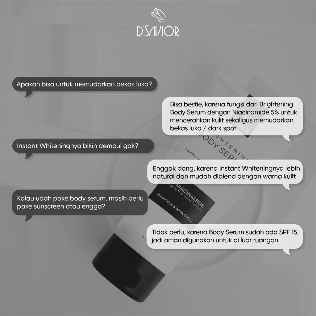 Jual BPOM D'SAVIOR Brightening Body Serum Niacinamide 5% High Grade ...