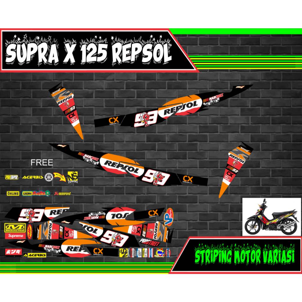 Jual striping stiker variasi motor supra x 125 repsol | Shopee Indonesia