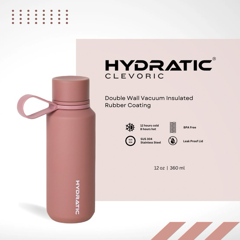 Jual BOTOL MINUM TUMBLER HYDRATIC CLEVORIC 12oz / 360ml - Tahan Panas Dingin 10-16 jam - SMOKE ...