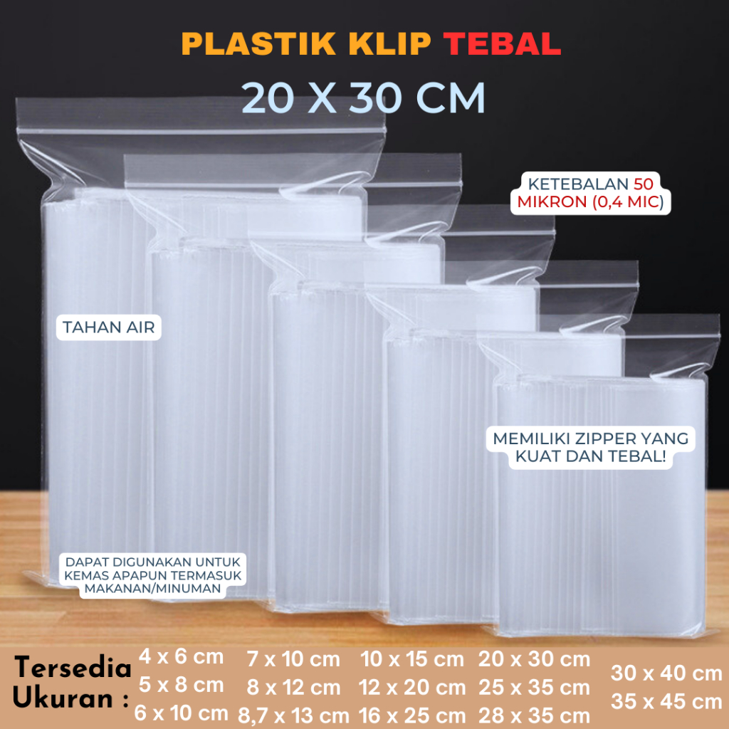 Jual PLASTIK KLIP/ZIPLOCK TEBAL 20X30 CM | Shopee Indonesia