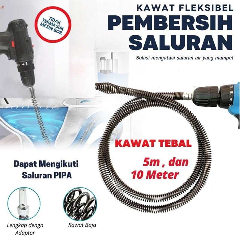 Jual Alat Jepit Kawat Pembersih Saluran Kawat Pembersih Saluran Pipa Mampet Dengan Adaptor Bor ...
