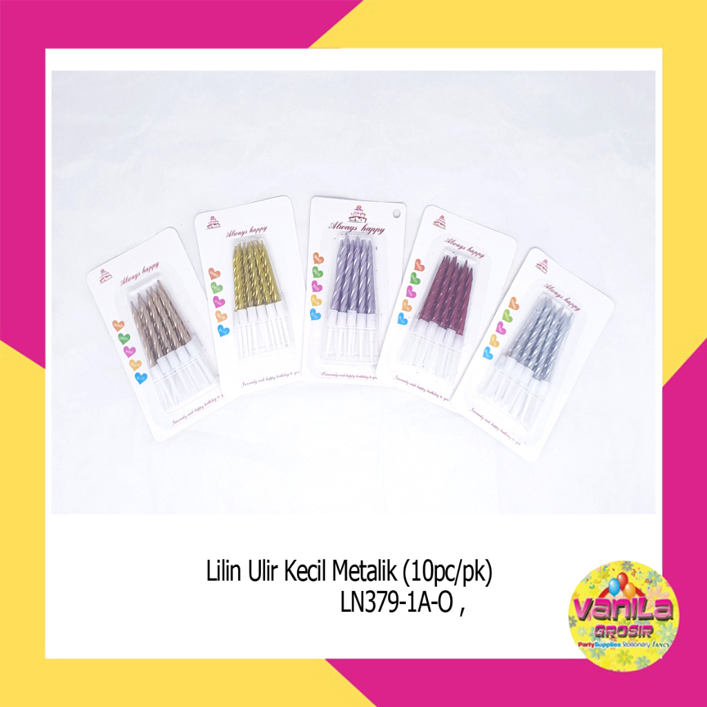 Jual (1Set Isi 10Pcs) Lilin Ulir Kecil Metalik 1 Warna, lilin spiral ...