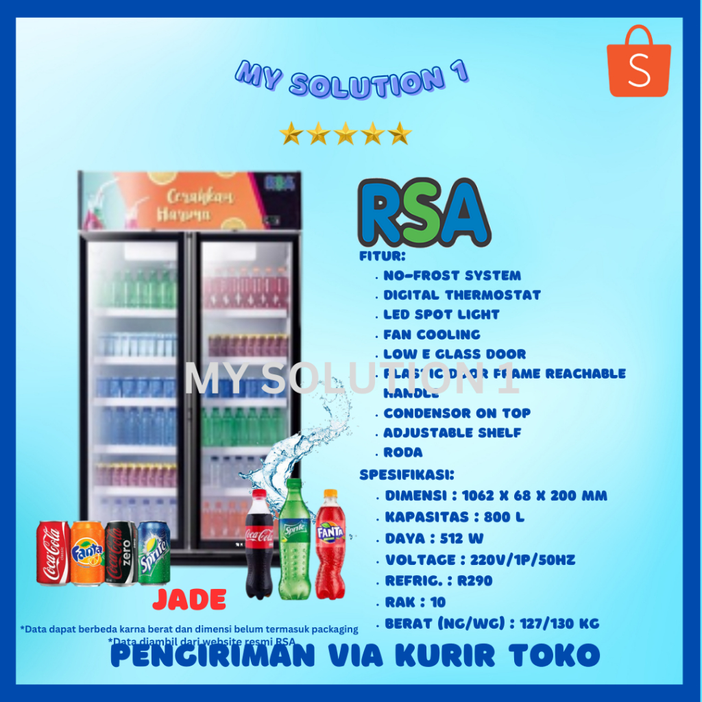 Jual RSA Showcase Double Door JADE - 800 Liter | Shopee Indonesia