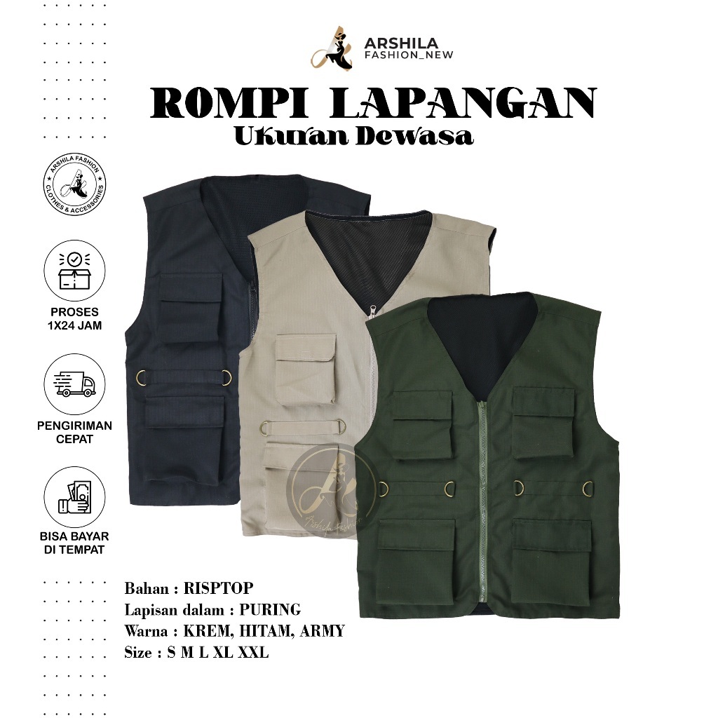 Jual ROMPI CARGO LAPANGAN DEWASA INNER PURING/ROMPI GUNUNG/VEST SAFARI ...