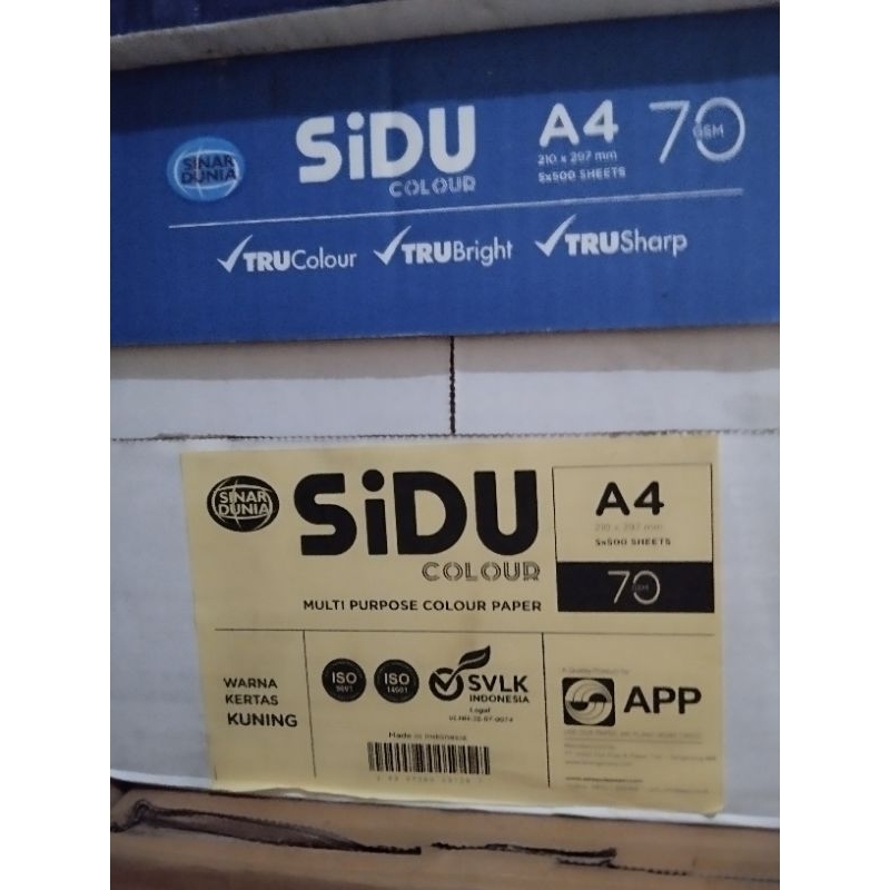 Jual kertas print dan fotocopy A4 70 gram sidu warna kuning 1 rim isi ...