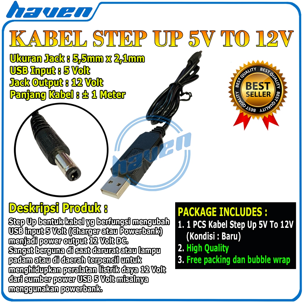 Jual Kabel Step Up USB 5v To 12v DC Power Supply Charger Converter ...