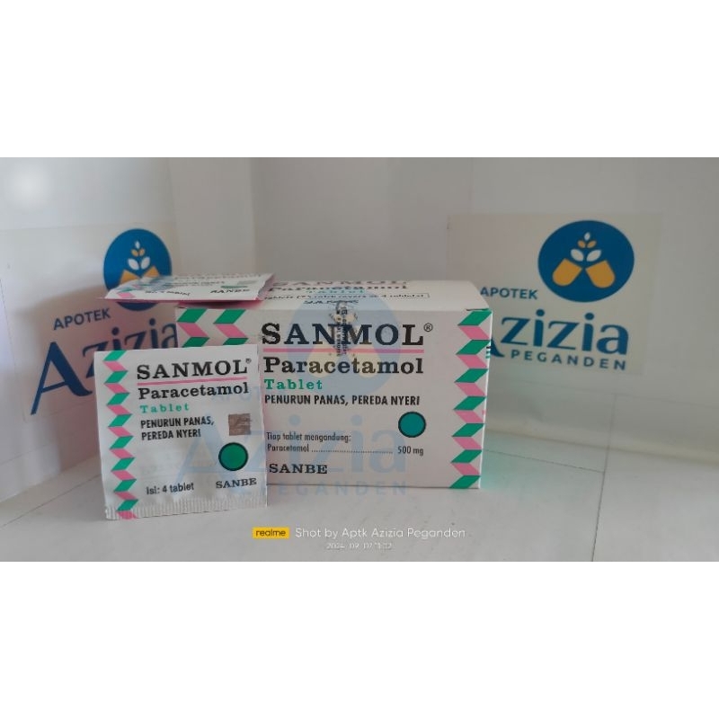 Jual SANMOL TABLET 500MG PER STRIP ISI 4 TABLET / PARACETAMOL SANBE ...