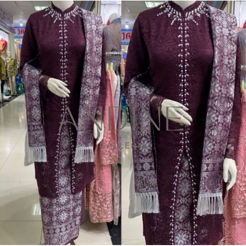 Jual KEBAYA TUNIK BROKAT PAYET || KEBAYA SET SONGKET DAN SLENDANG ...