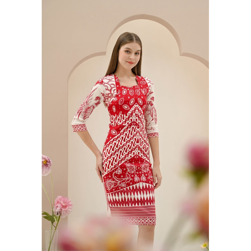 Jual dress batik sepan k825 red | Shopee Indonesia