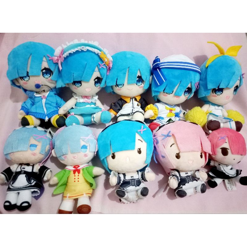 Jual Re:Zero Rezero Ram Rem Medium Sitting Plush Anime Boneka Nuigurumi ...