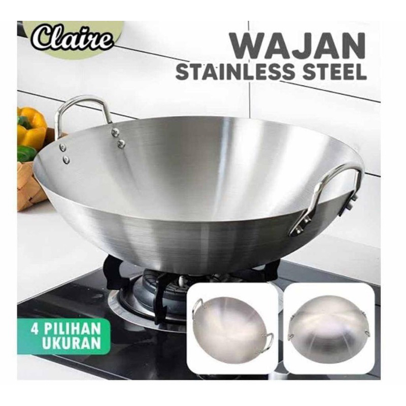 Jual Wajan stainles Premium Tebal Wok Penggorengan Kuali Kuping Wajan ...