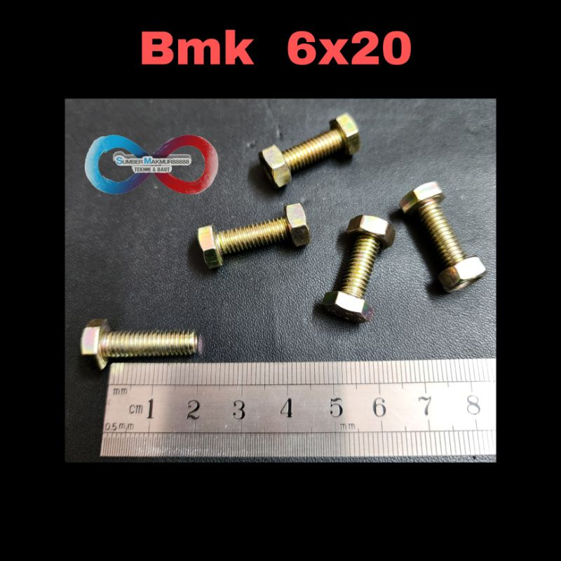 Jual baut mur kuning / bmk M 6×20 | Shopee Indonesia