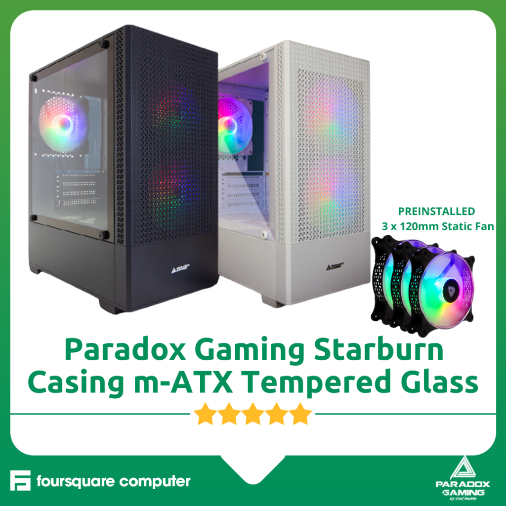 Jual Casing Komputer Paradox Gaming Starburn Tempered Glass m-ATX 3x ...