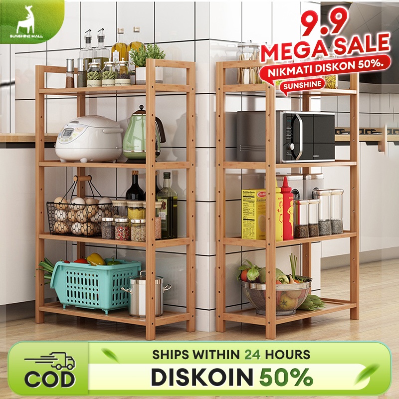 Jual Rak Dapur Bambu Rak Susun Serbaguna Murah Rak Dapur Portable ...