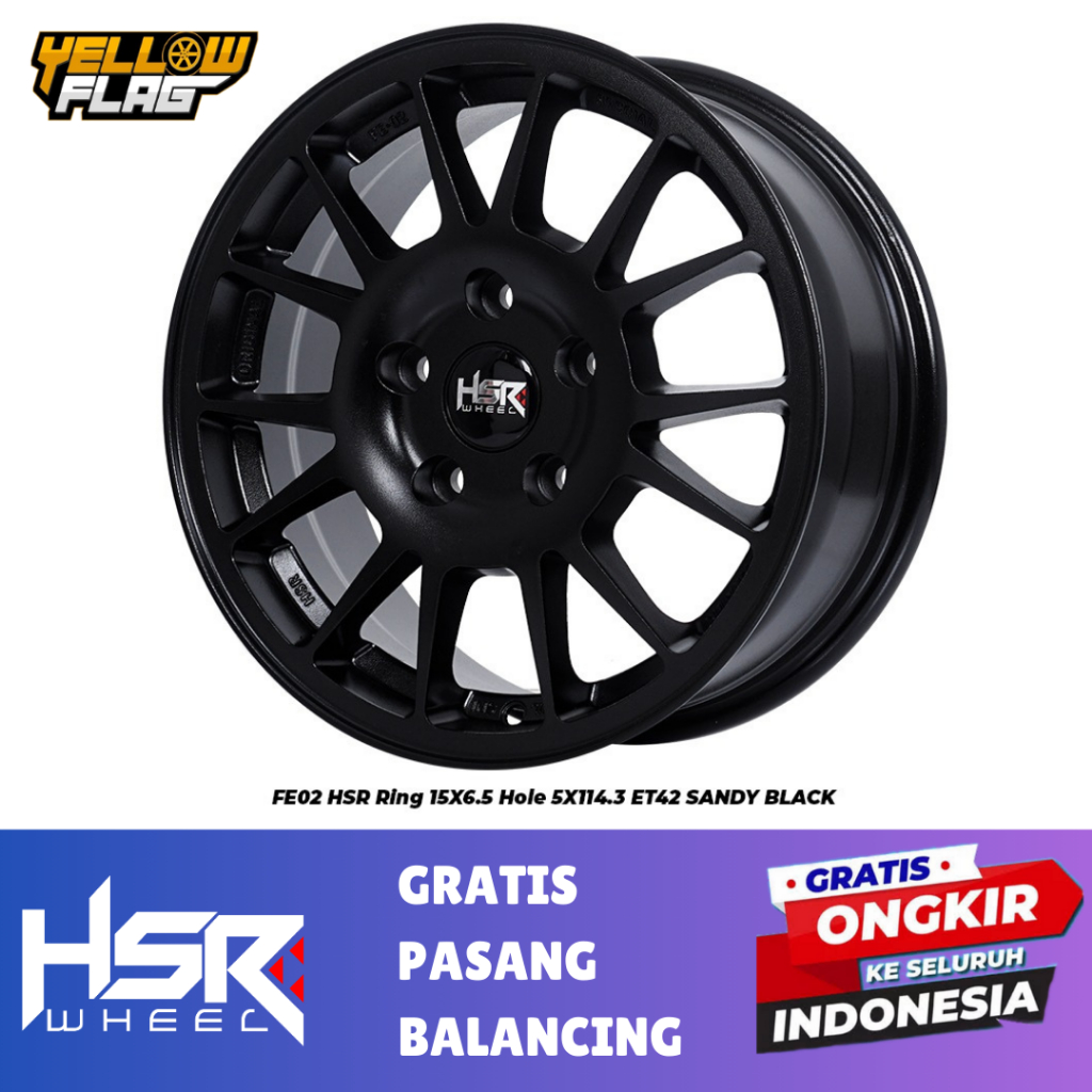 Jual Velg Mobil Murah R15 Hsr fe02 Lebar 6,5 Pcd 5x114 Sandy Black Et42 Pelek Rally Terios,Rush ...